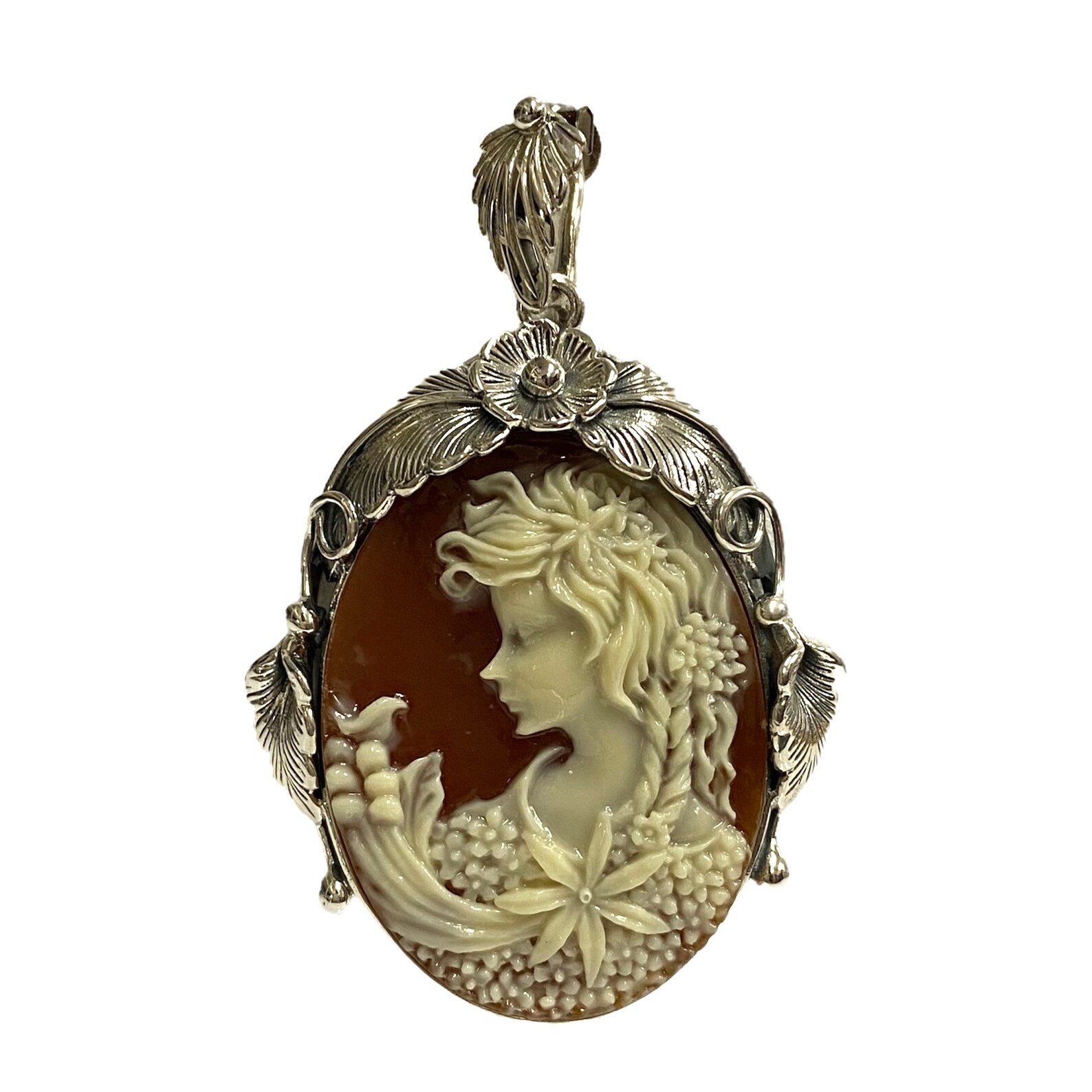 Large Victorian Style Lady Face Shell Resin Cameo Floral | Etsy