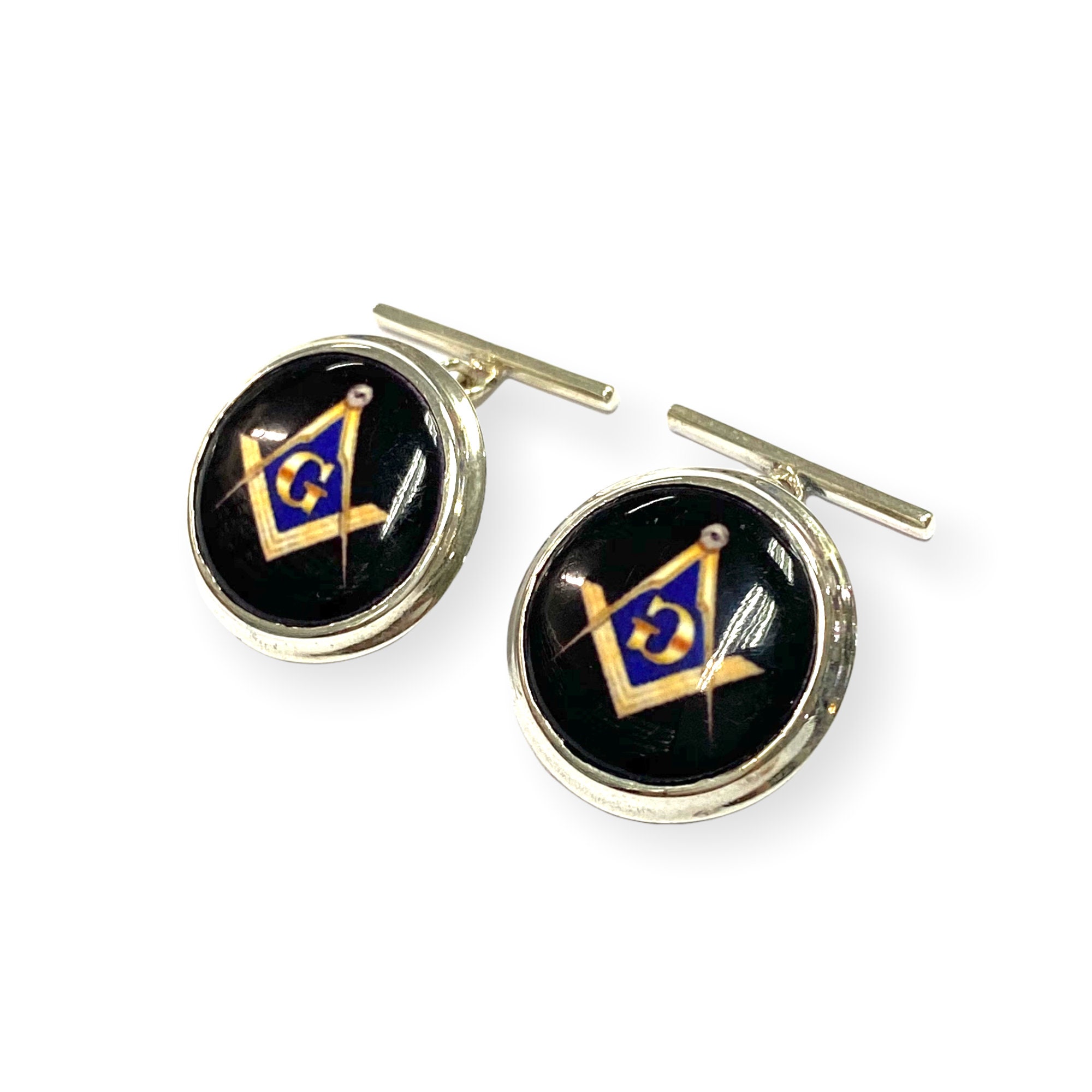 Enamel Freemasons Masonic Cufflinks 925 Sterling Silver Mens - Etsy