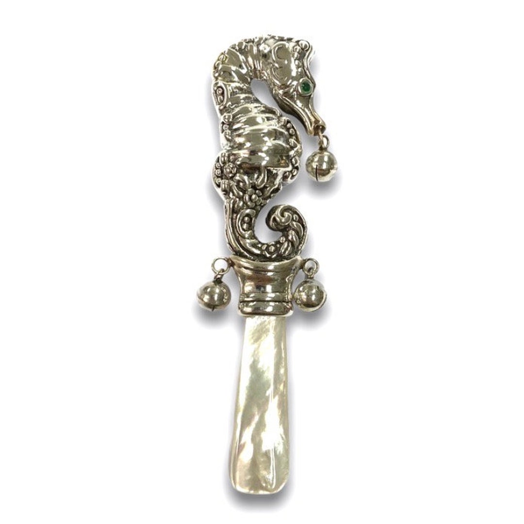 Victorian Style Seahorse Baby Rattle With Emerald Eyes and - Etsy