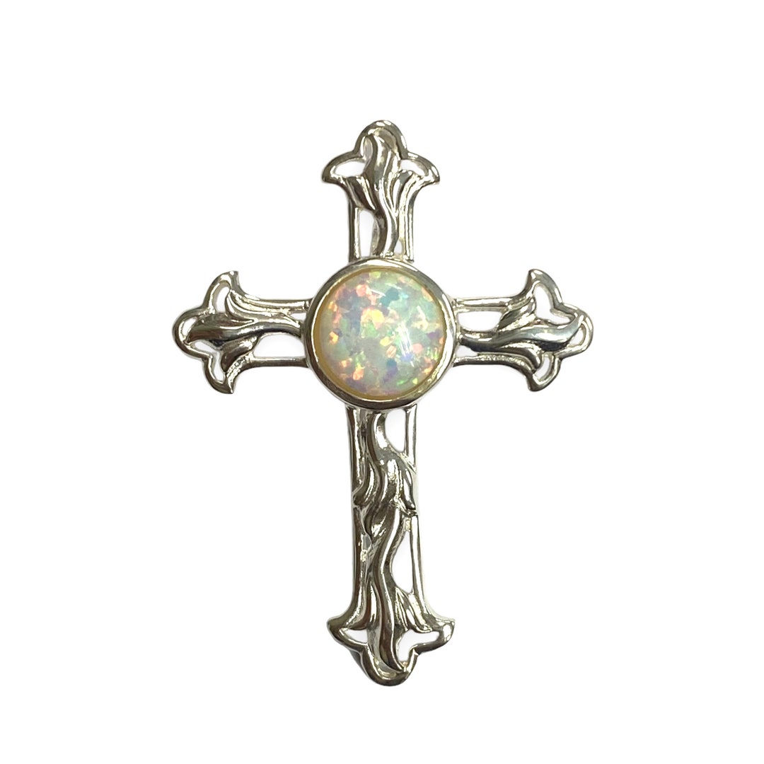 Victorian Style Cross Pendant With Gilson Opal 925 Sterling Silver - Etsy