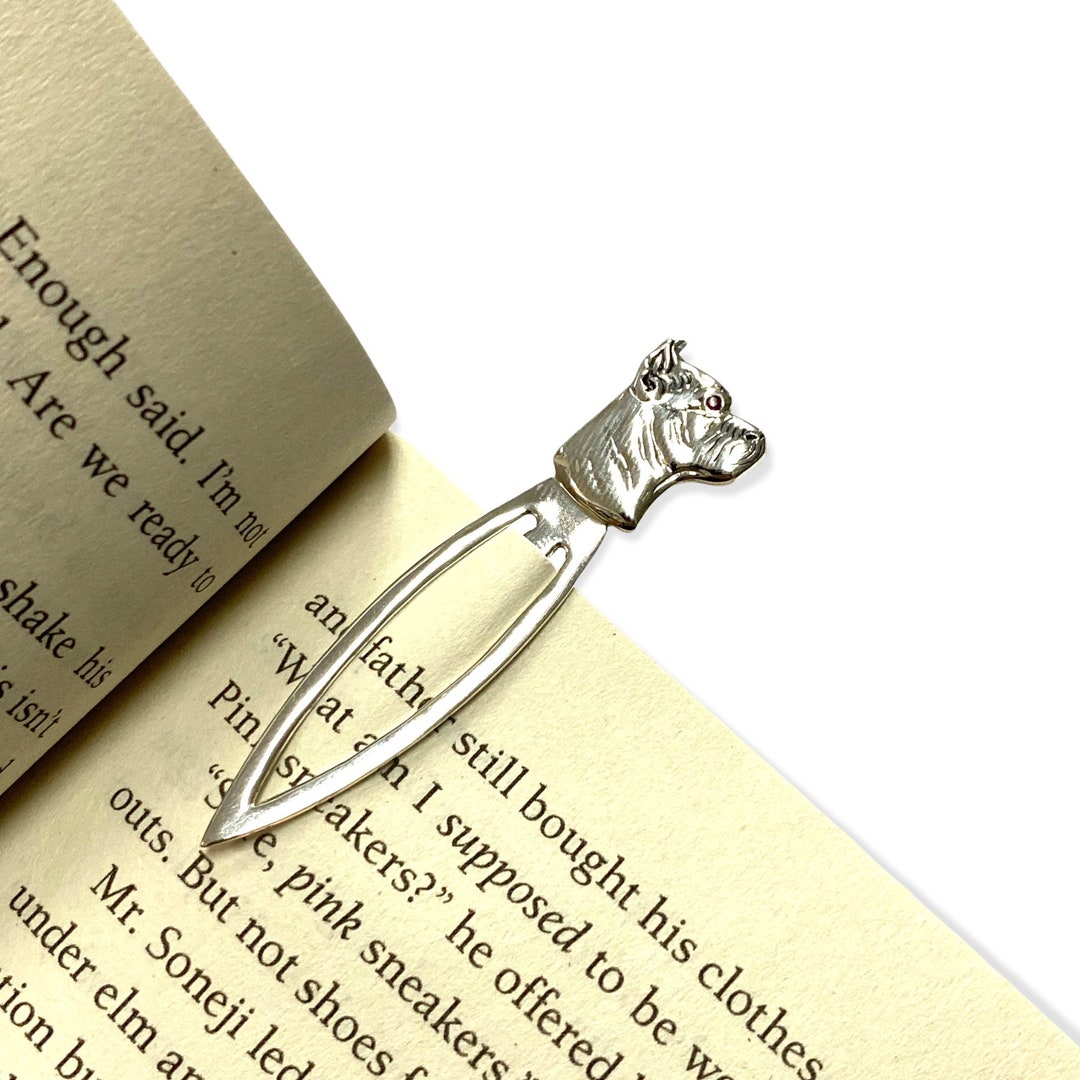 Victorian Style Boxer Dog With Ruby Stone Bookmark 925 Sterling Silver ...