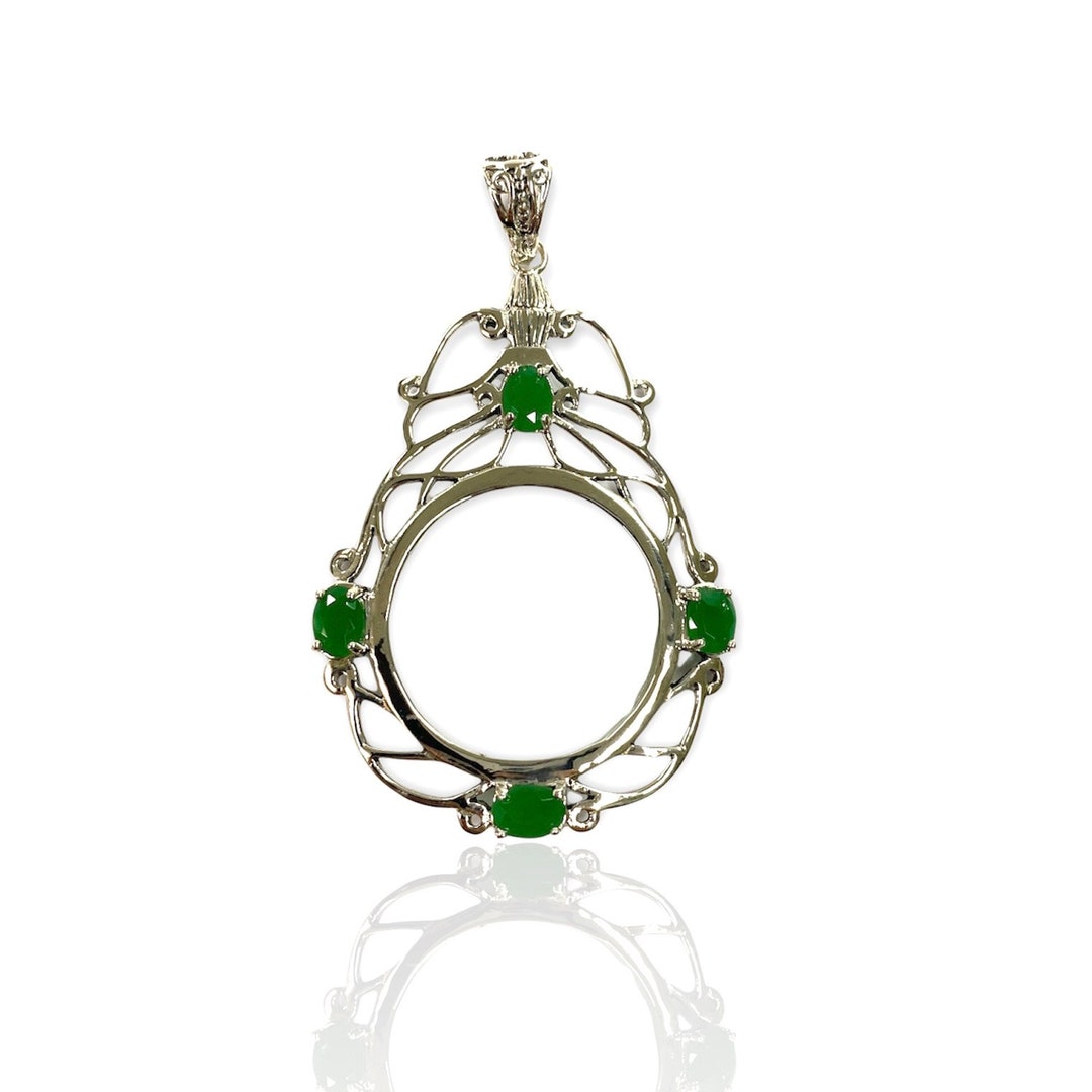 Victorian Style Emerald Magnifying Glass Loop Pendant 925 Sterling ...