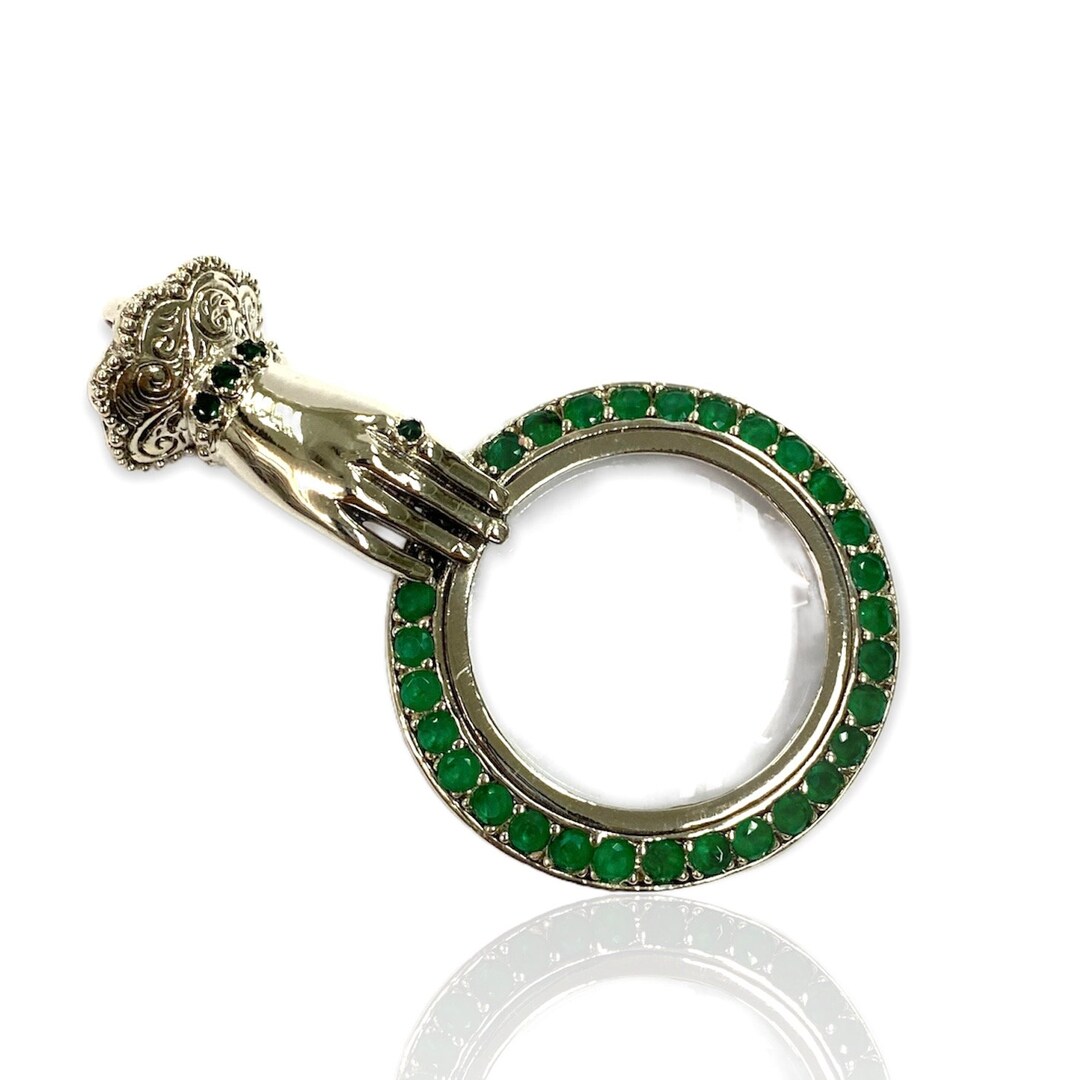 Victorian Style Royal Hand Magnifying Glass With Emerald Stone Pendant ...