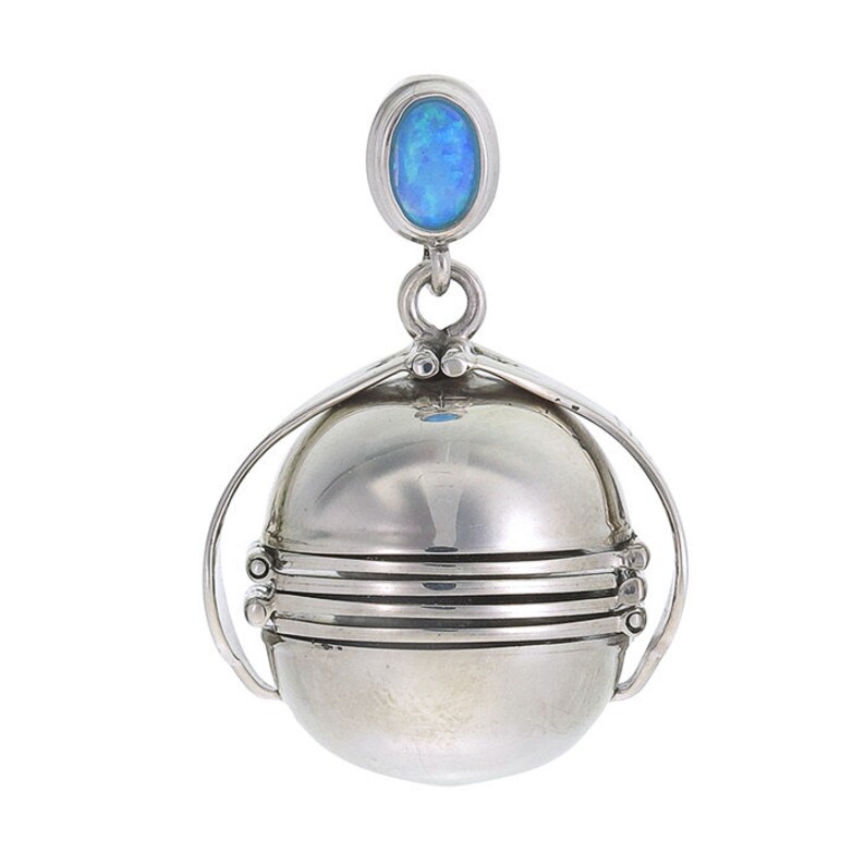 Light Blue Fire Opal Art Nouveau Photo Ball Locket Memory Orb - Etsy