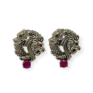 Victorian Style Lion Dragon With Ruby Stone Cufflinks 925 - Etsy
