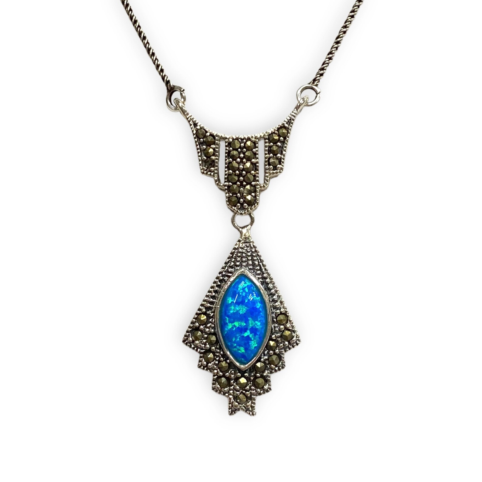 Victorian Style Fine Dark Blue Gilson Opal With Marcasite - Etsy