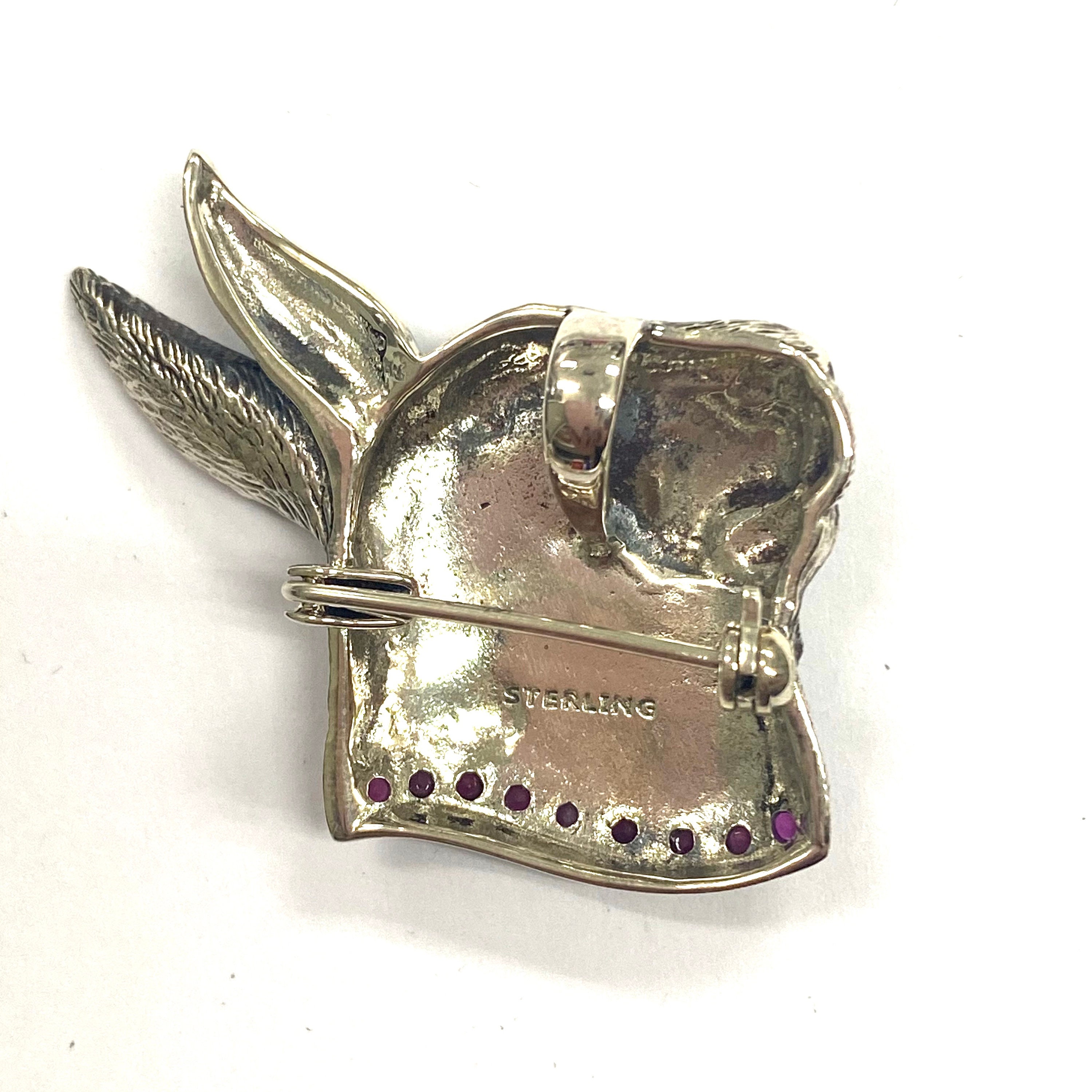 Victorian Style Rabbit With Ruby or Emerald Stone Pin Brooch | Etsy