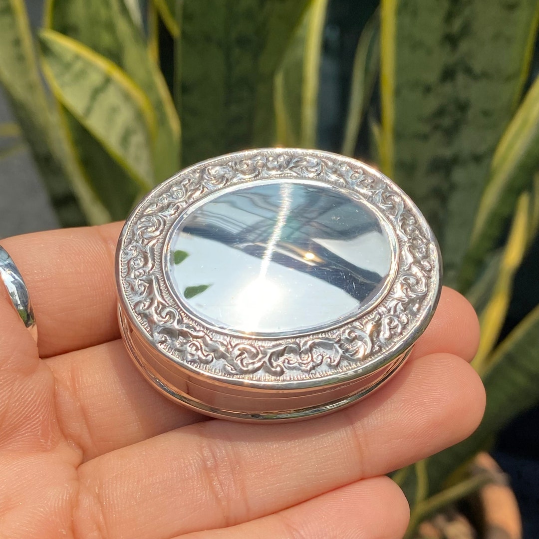 Large Victorian Style Filigree Pattern Pill Snuff Box 925 Sterling ...