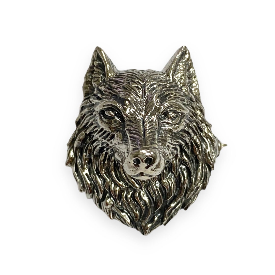 Wolf Silver Pin Brooch / Wolf Silver Pendant 925 Sterling Silver - Etsy