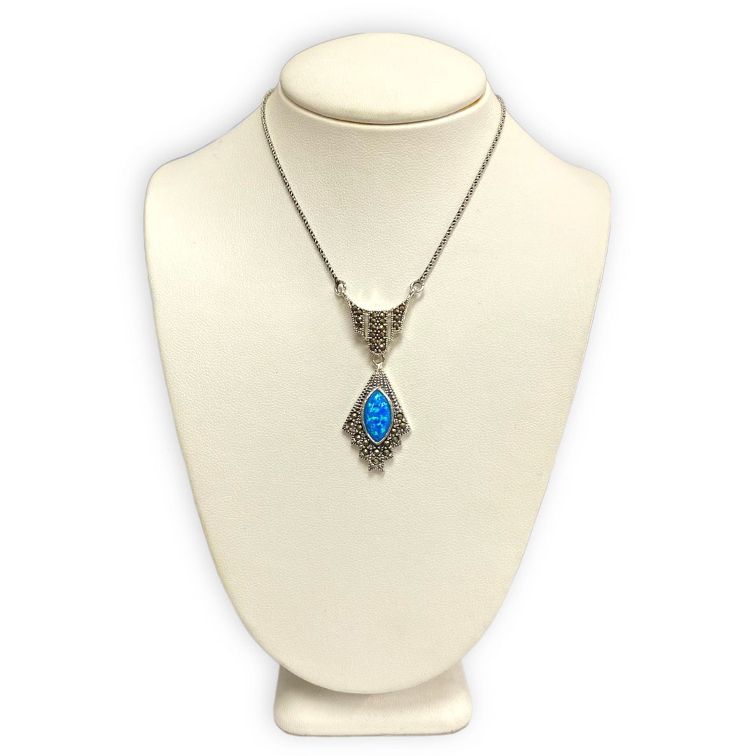 Victorian Style Fine Dark Blue Gilson Opal With Marcasite - Etsy