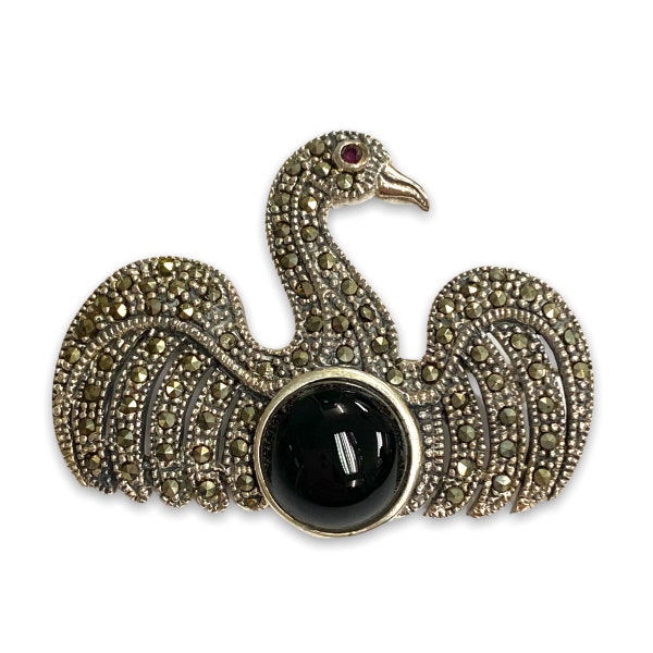 Swan Marcasite Pin - Etsy