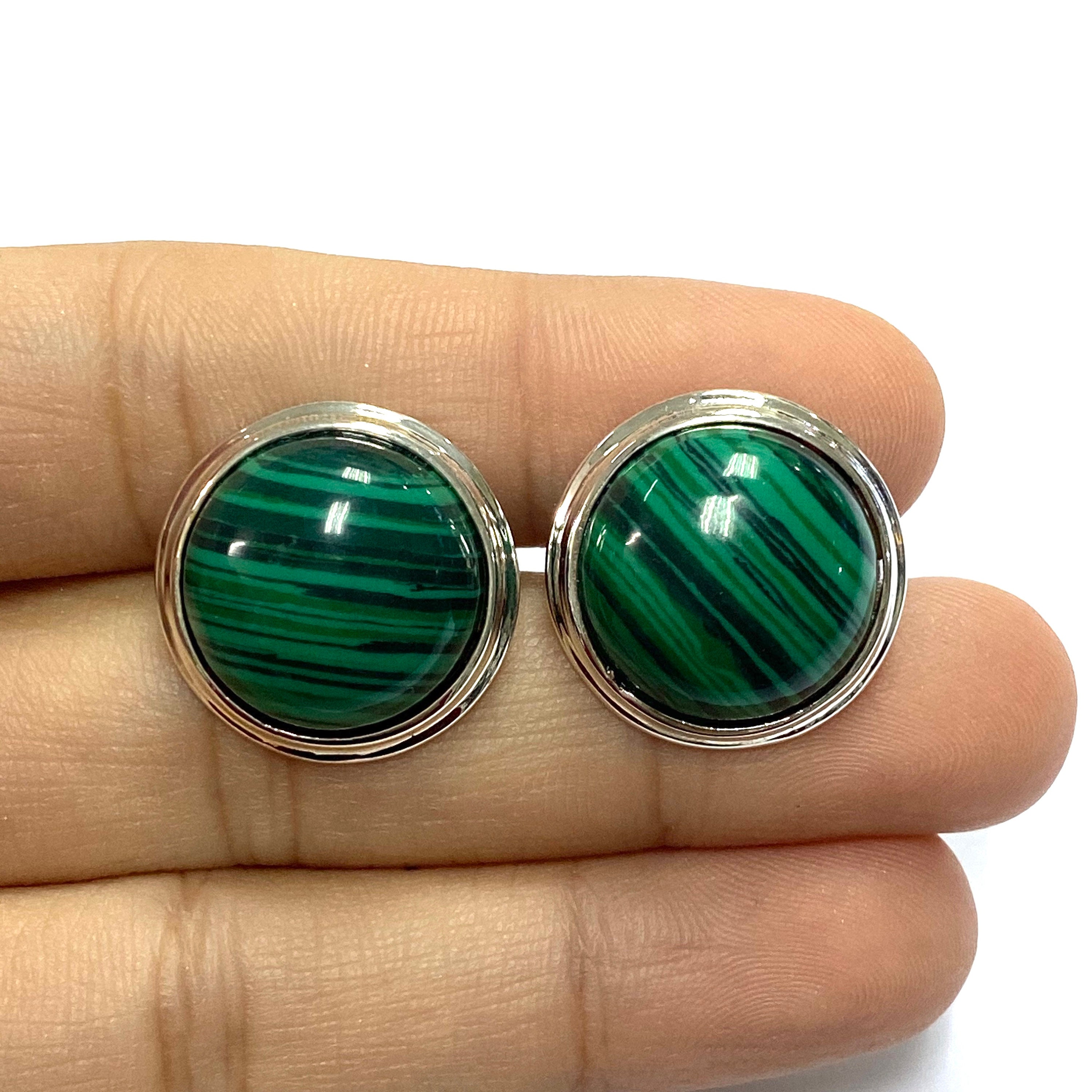 Victorian Style Round Malachite Stone Cufflinks 925 Sterling | Etsy