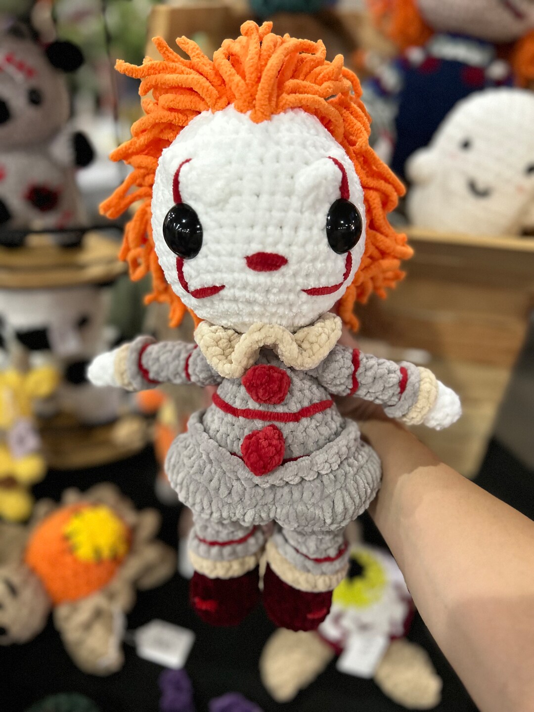 Medium Clown Slasher Plushie, Slasher Doll, Red Balloon Clown, Crochet ...