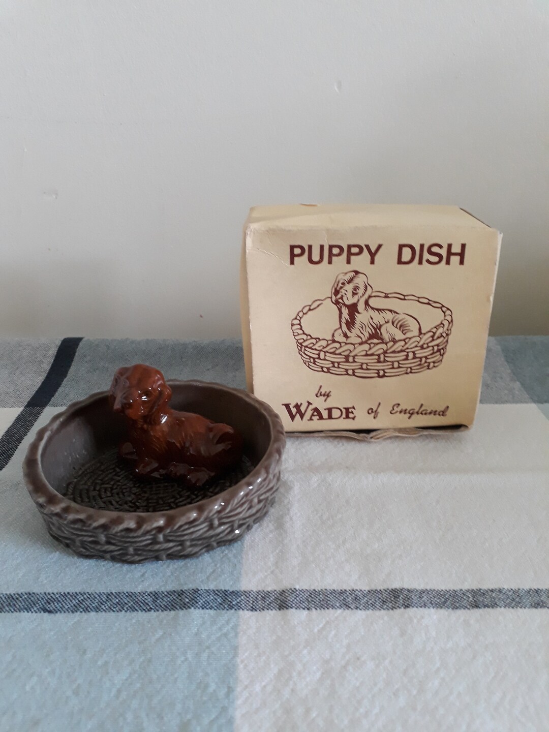 Rarer Boxed Wade Whimsie Red Setter Puppy in a Basket, Lying, Facing ...