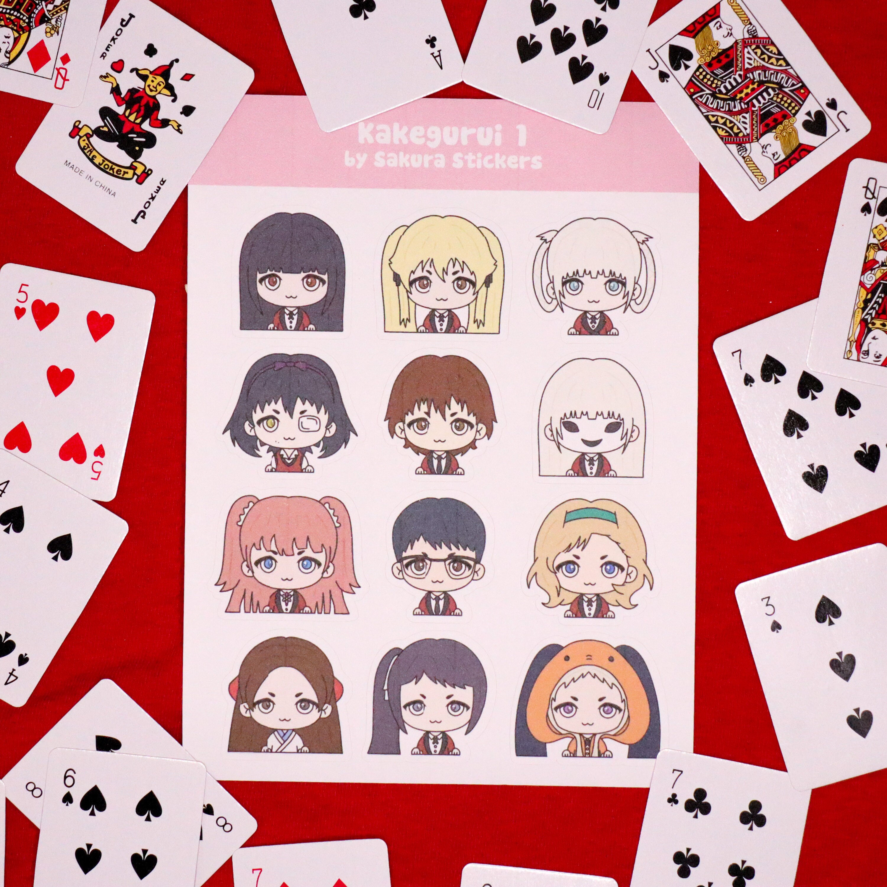 Kakegurui Sticker Sheet - Set of 12 (sheet 1) - Sakura Stickers Studio ...