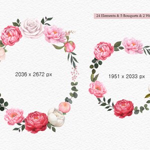 Watercolor Flower Clipart,pink Peony Bouquet,roses Frame,wedding ...