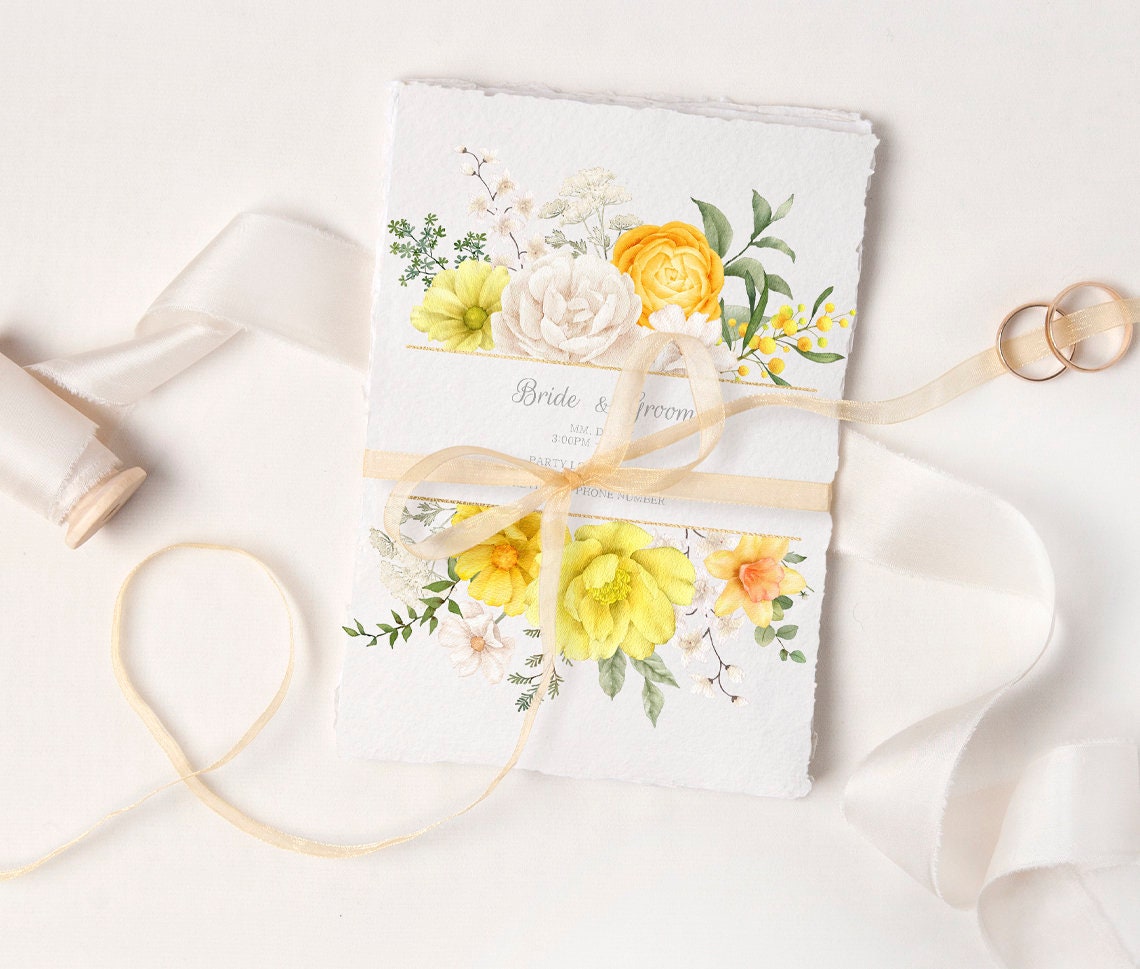 Watercolor Bohemian Yellow Flowers Clipartboho Floralhand - Etsy