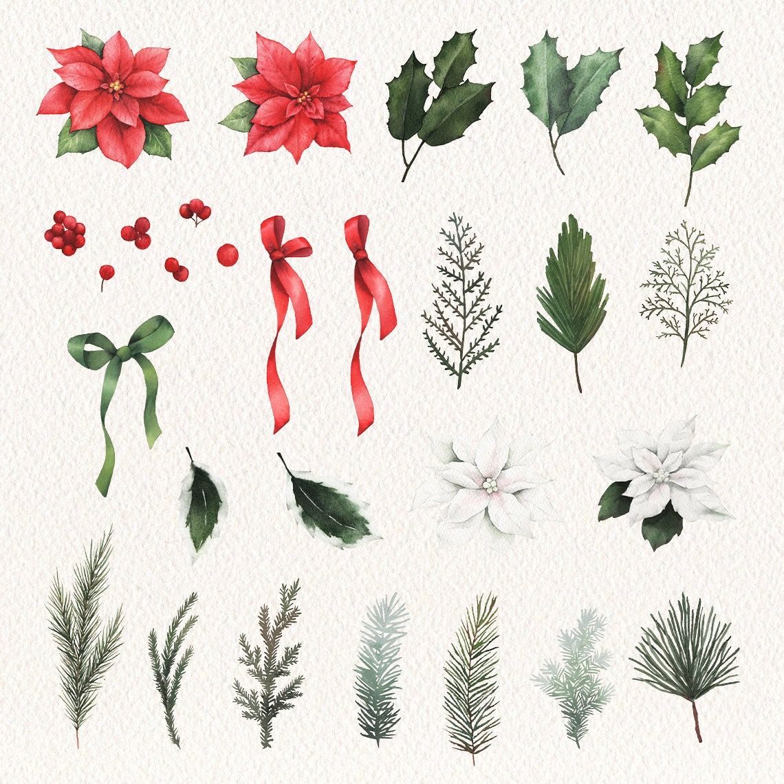 Watercolor Christmas Clipart.floral Framesnew Year Green - Etsy