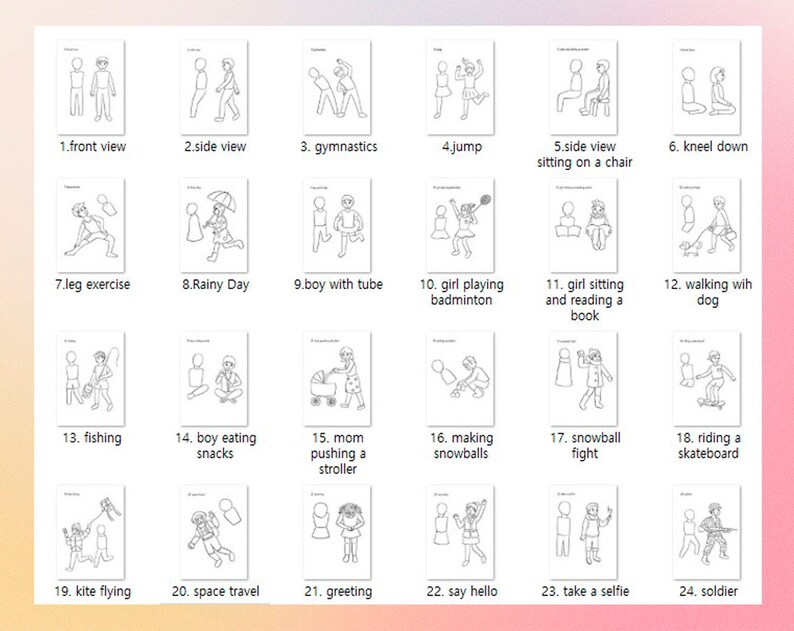 How to Draw Croquis for Kids Step by Step Various Movements - Etsy