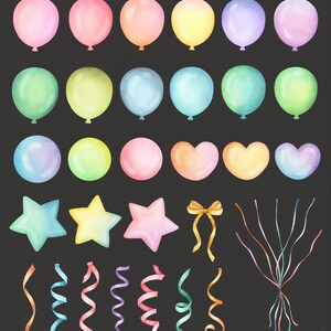 Watercolor Pastel Rainbow Balloons Clipart,baby Shower,original Hand ...