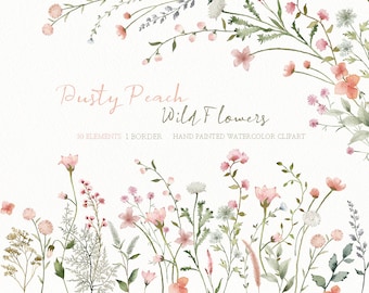 Wildflower Watercolor Floral Clipart,autumn Boho Flower Frame,garden ...