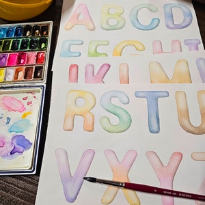 Watercolor Rainbow Alphabet Clipart,uppercase,capital Letters,original ...