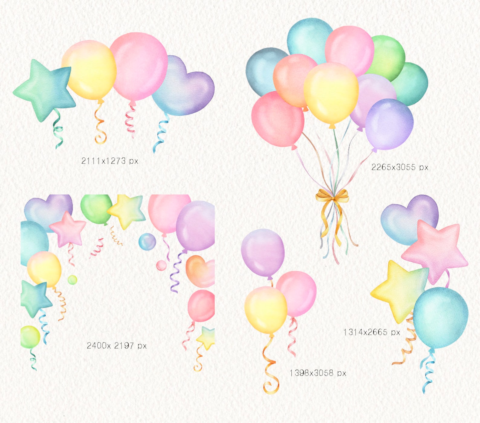 Watercolor Pastel Rainbow Balloons Clipartbaby Showerhand - Etsy