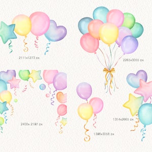 Watercolor Pastel Rainbow Balloons Clipart,baby Shower,original Hand ...