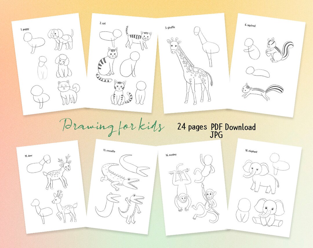 How to Draw Croquis for Kids Step by Step Cute Animals Beginner Level ...