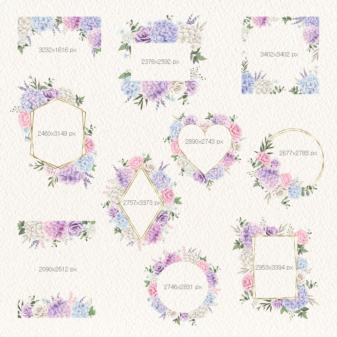 Watercolor Hydrangea Flower Clipartwedding Frame and | Etsy