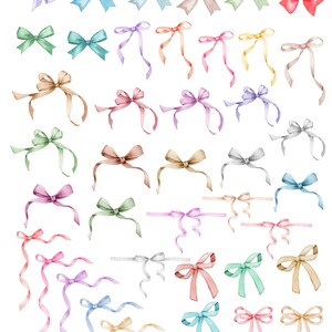 Watercolor Ribbon Clipart, Hand Painted Bows Clipart,original Hand ...