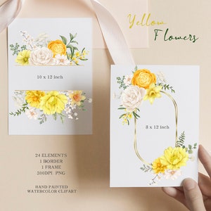 Watercolor Bohemian Yellow Flowers Clipart,boho Floral,original Hand ...