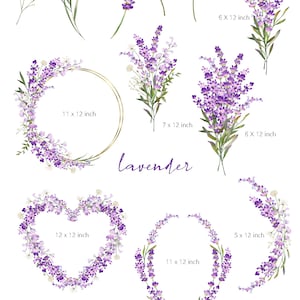 Watercolor Lavender Floral Clipart,wedding Bouquets,boho Wreaths,hand ...