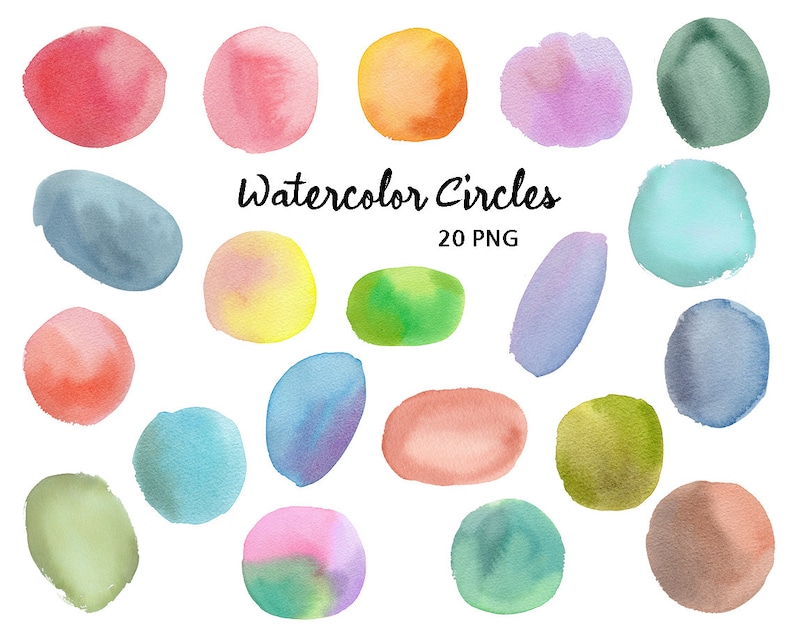 Watercolor Pastel Clipartrainbow Clipartcircle Brush Stroke | Etsy