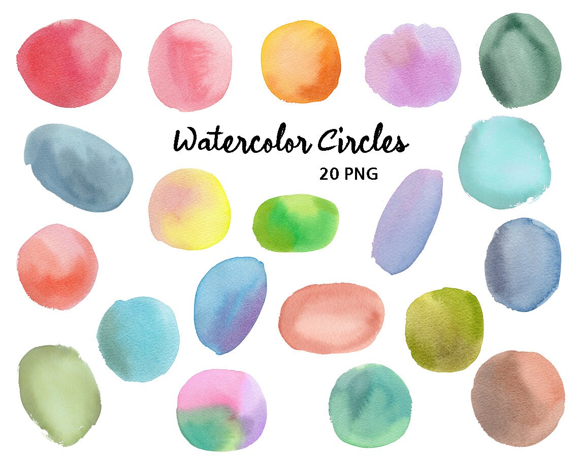 Watercolor Pastel Clipartrainbow Clipartcircle Brush Stroke - Etsy