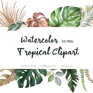 Watercolor Greenery Clipart,palm Leaf,tropical Leaves,greenery Clipart ...