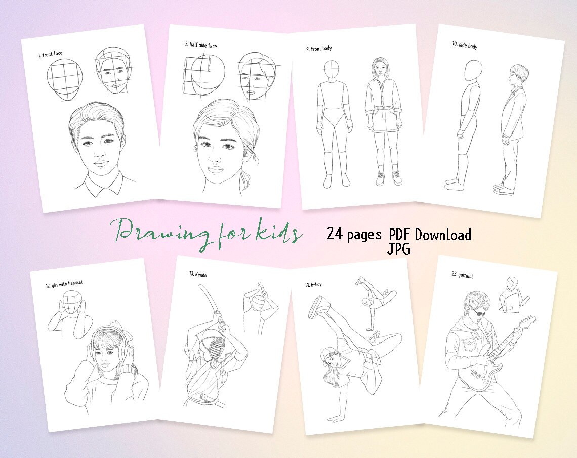 How to Draw Croquis for Kids Step by Step Various Movements and ...