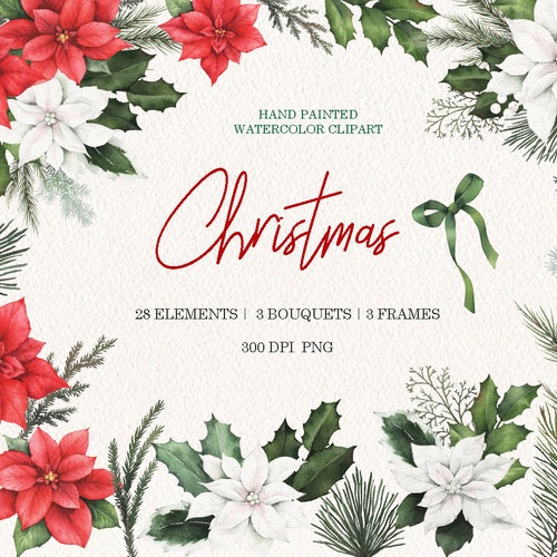 Watercolor Winter Greenery Clipart Christmas Eucalyptus - Etsy