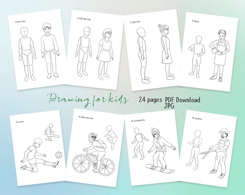 How to Draw Croquis for Kids Step by Step Various Movements and ...