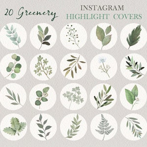Instagram Story Highlight Icons,watercolor Greenery Clipart,story ...