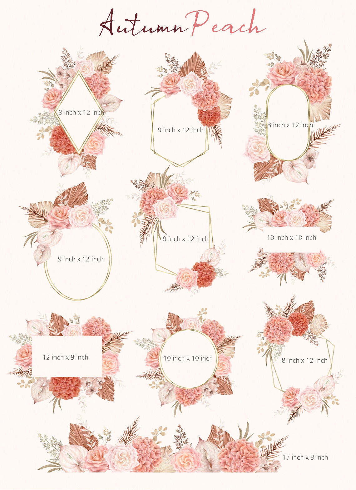 Peach Flower Clipartwatercolor Fall Floral Hydrangeapeach - Etsy