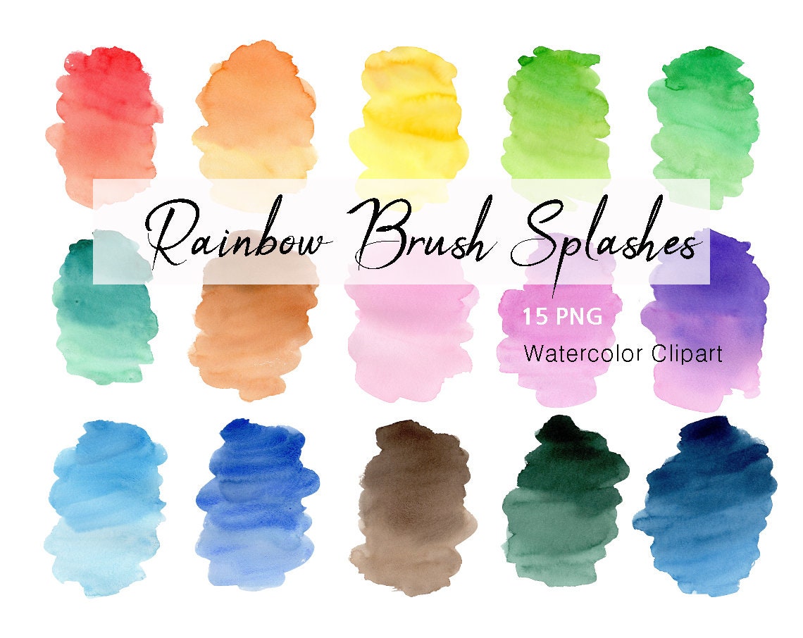 Watercolor Clipartrainbow Clipartbrush Stroke | Etsy