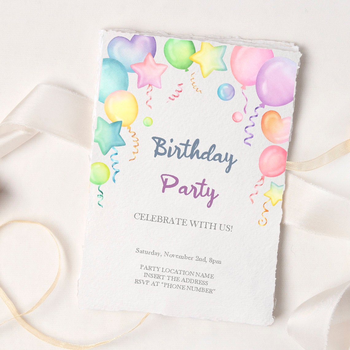 Watercolor Pastel Rainbow Balloons Clipart,baby Shower,original Hand ...