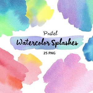 Watercolor Clipart,pastel Rainbow,brush Stroke,original Hand Painted ...