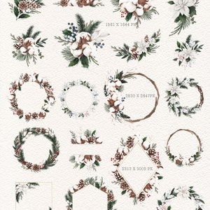Watercolor Winter Floral Clipart,christmas Bouquet,poinsettia Wreath ...