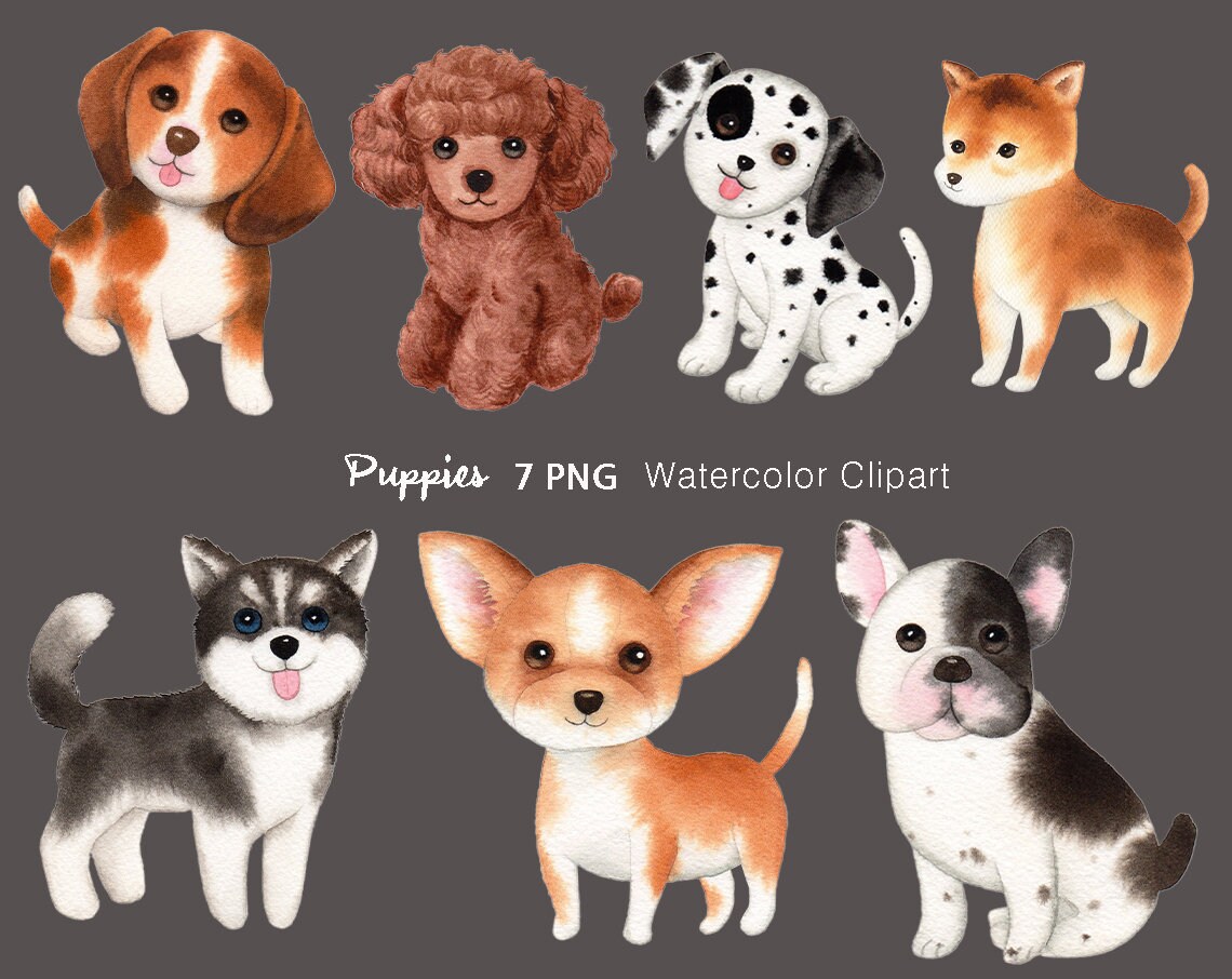 Watercolor Clipartdog Puppy Clipartdog Pngpuppy PNG - Etsy