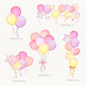 Watercolor Balloons Party Clipart,baby Shower,pink Balloons Decor ...