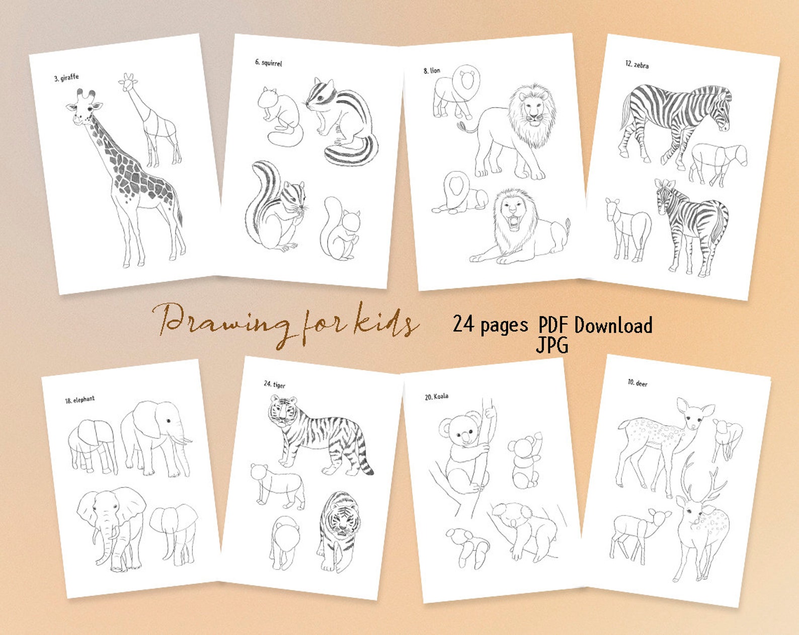 How to Draw Croquis for Kids Step by Step Cute Animals Intermediate ...
