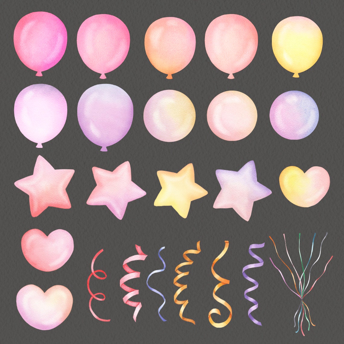 Watercolor Balloons Party Clipartbaby Showerpink Balloons - Etsy