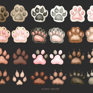 Watercolor Paw Print Clipart,cat Paw Print,dog Paw Print,original Hand ...